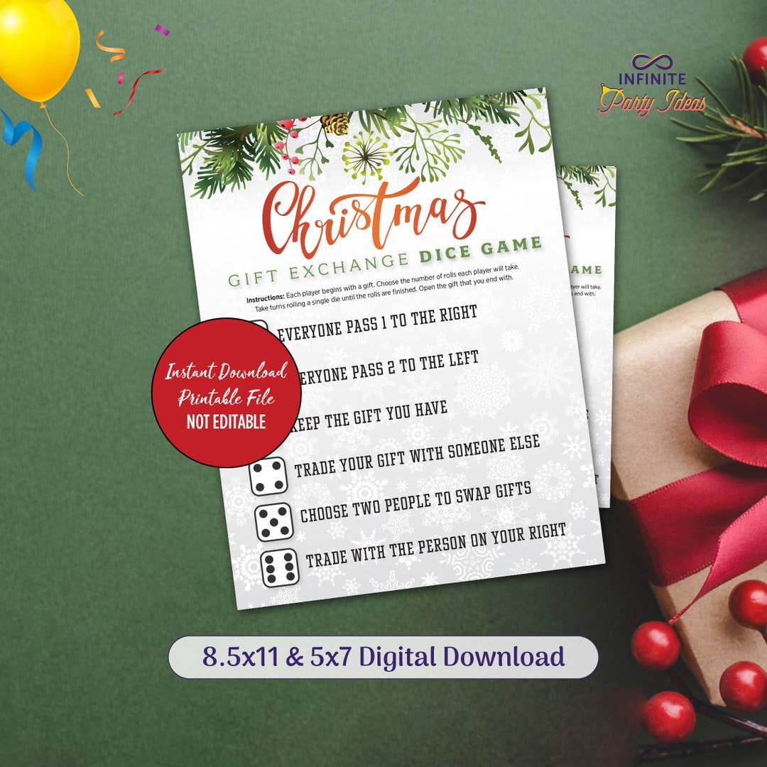 Christmas Gift Exchange Dice Game, Christmas Party Game, Pass the Gift ...