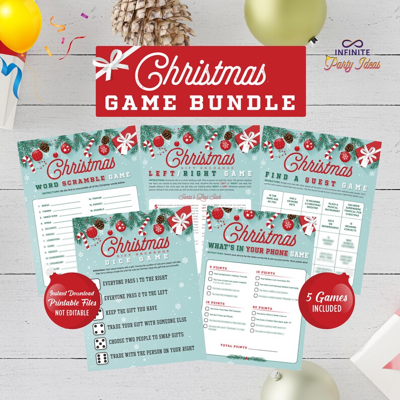 Christmas Party Games Bundle, Printable Holiday Games, Holiday Party ...