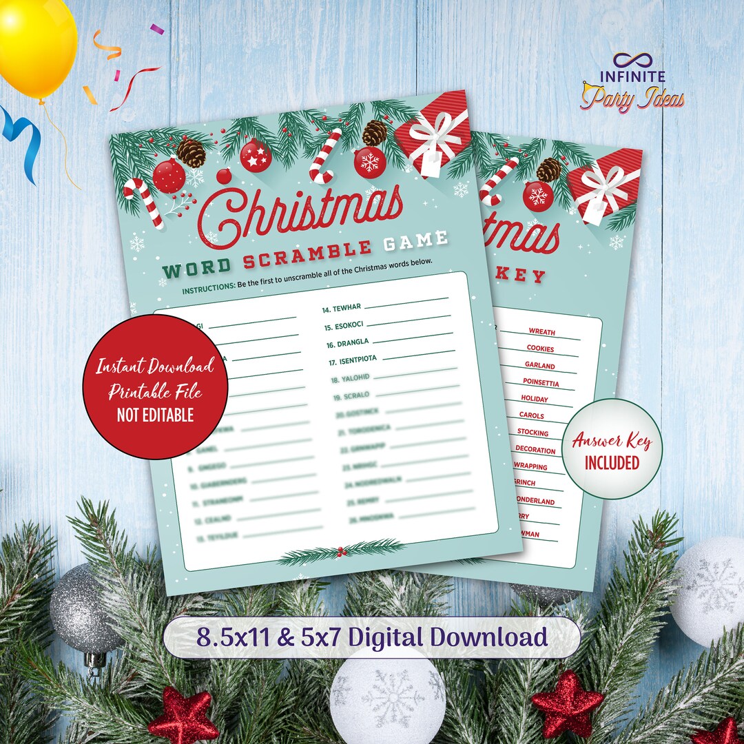 Christmas Word Scramble Holiday Word Scramble Christmas - Etsy New Zealand