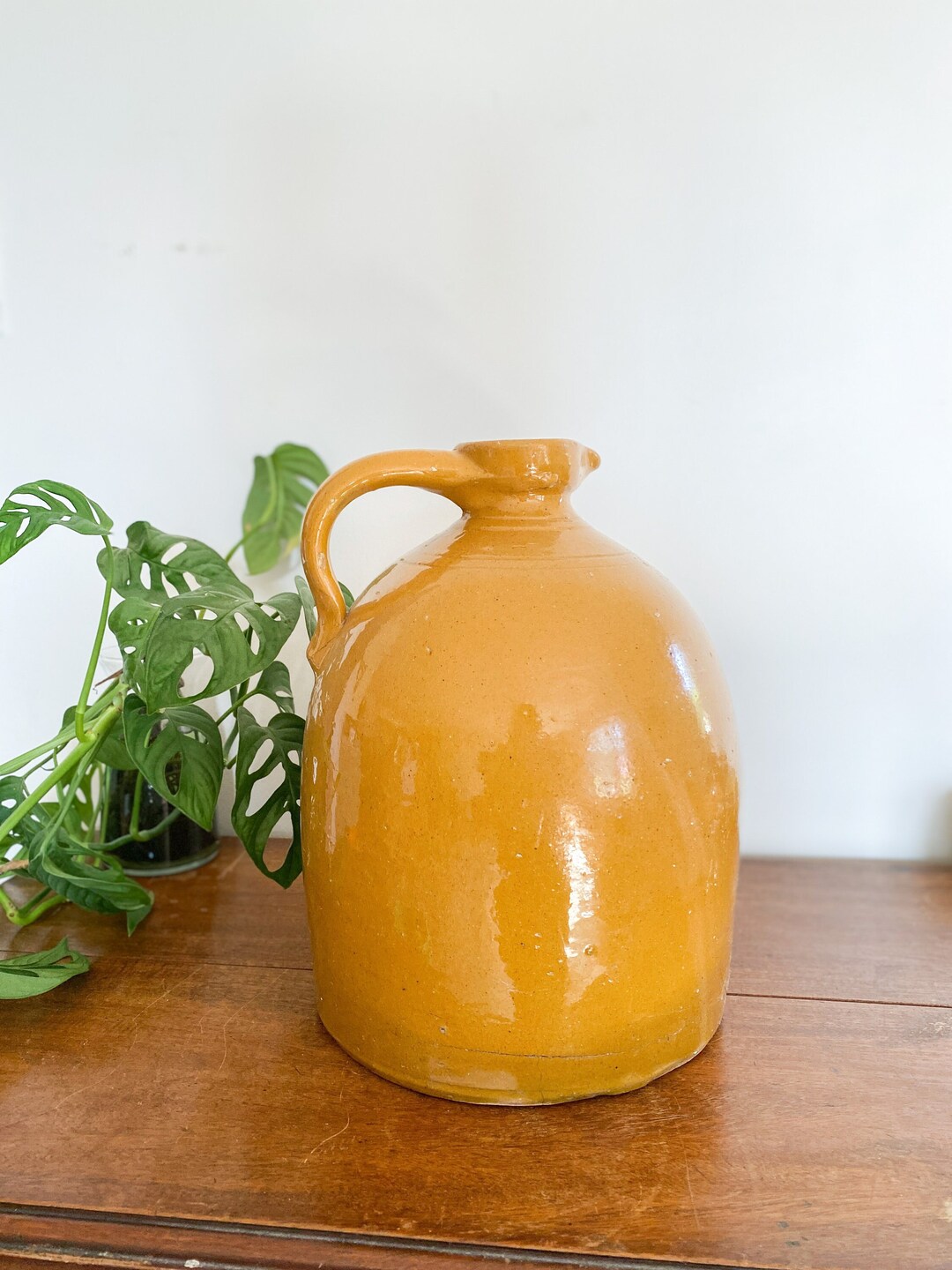 Vintage Stone Mustard Jar Old Pitcher Kitchen Antique Farmhouse Decor ...