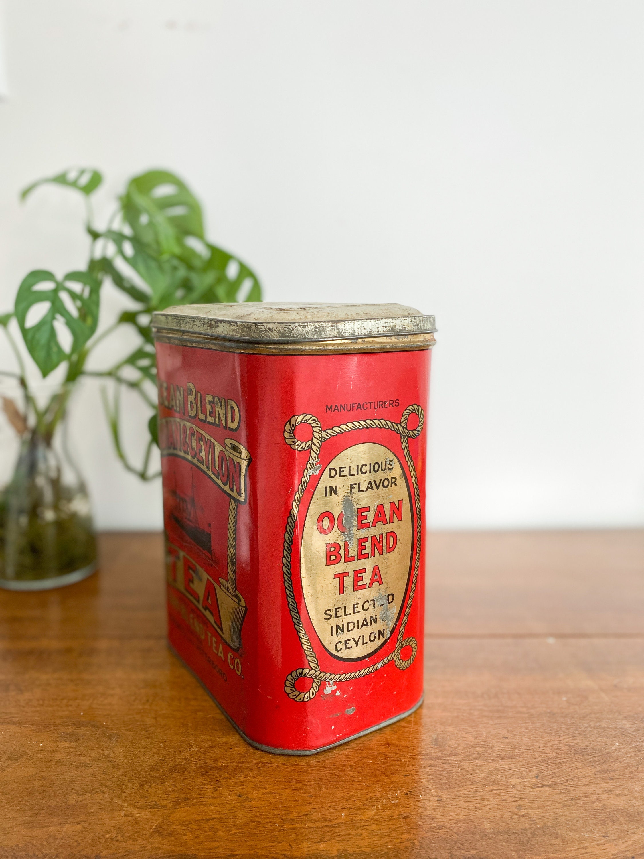 Vintage Ocean Blend Indian & Ceylon Tea Tin Metal Tins 1960s Kitchen ...