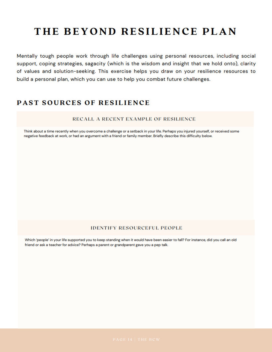 Resilience Worksheet. Mental Toughness: Going Beyond - Etsy