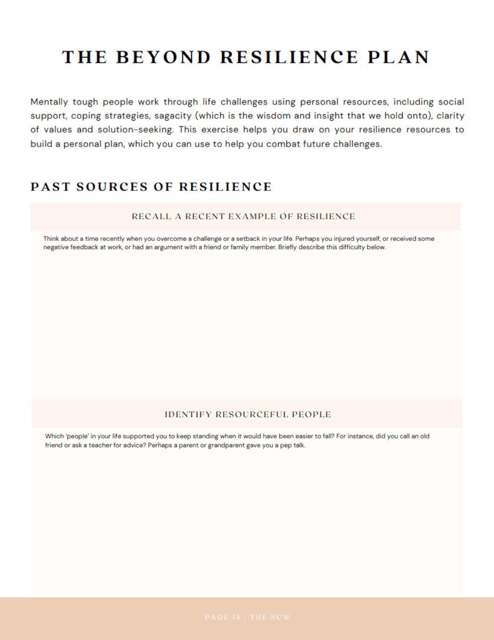 Resilience Worksheet. Mental Toughness: Going Beyond - Etsy