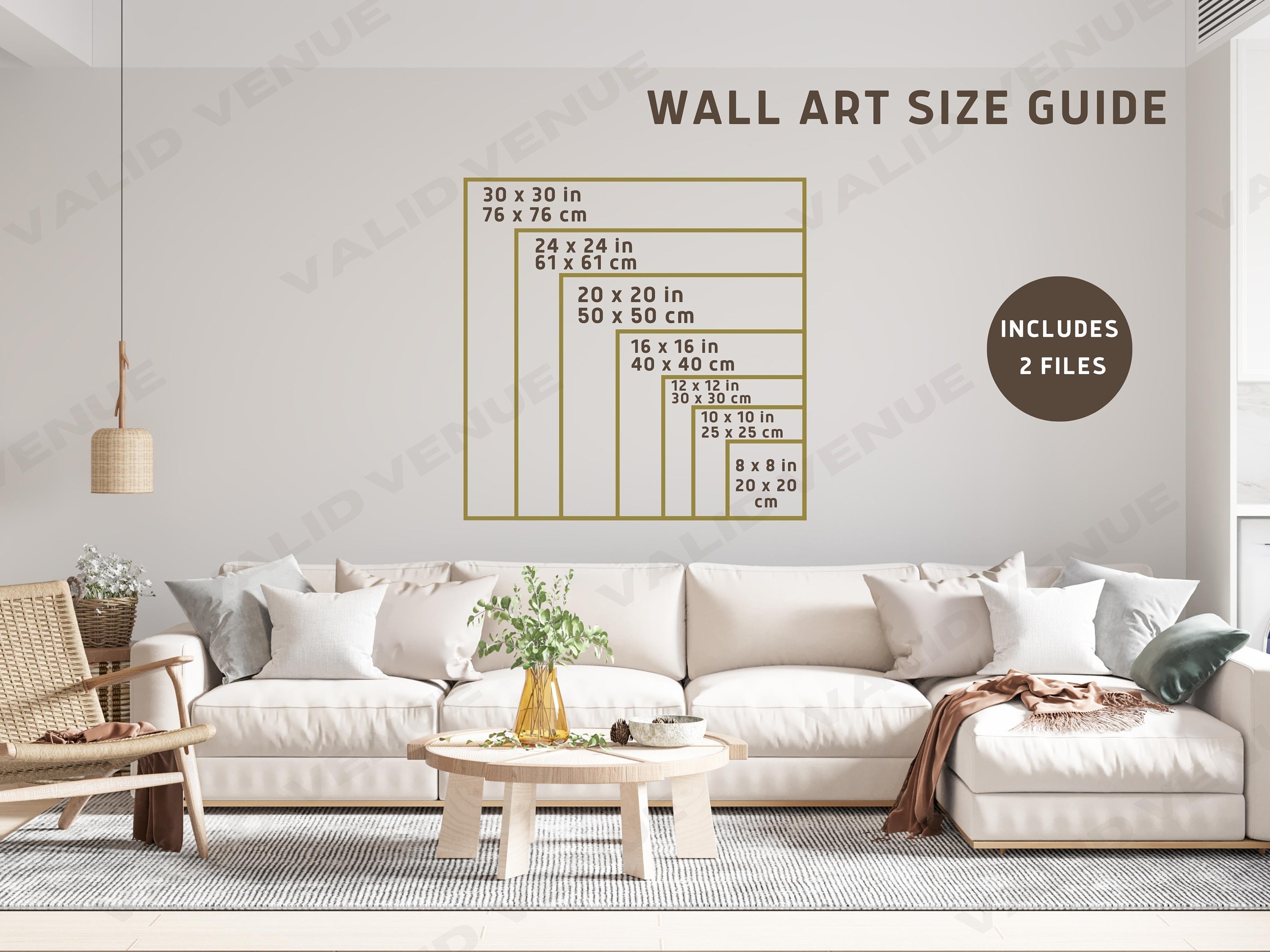 Square Wall Art Size Guide, Frame Size Guide, Print Size Guide, Wall ...
