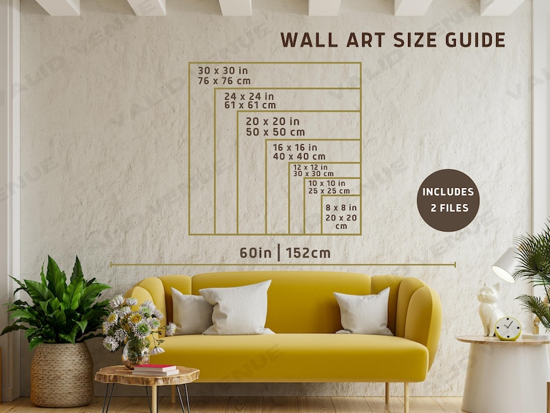 Square Wall Art Size Guide, Frame Size Guide, Print Size Guide, Wall ...