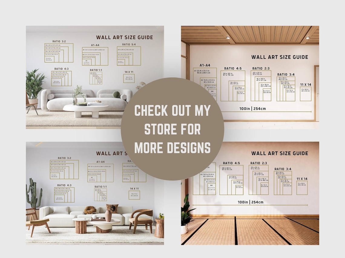 Square Wall Art Size Guide, Frame Size Guide, Print Size Guide, Wall ...