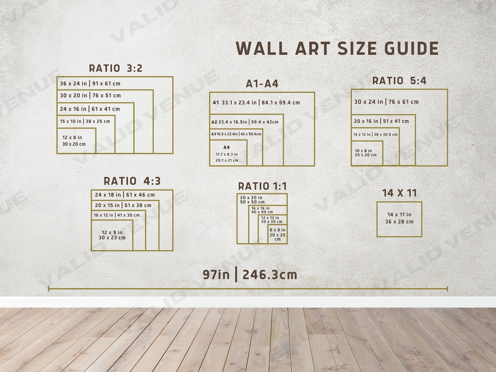 Wall Art Size Guide, Frame Size Guide, Print Size Guide, Wall Display ...
