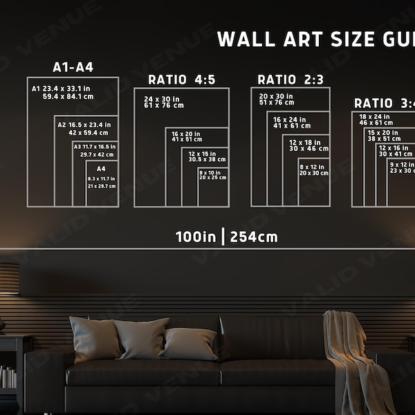 Wall Art Size Guide, Frame Size Guide, Print Size Guide, Wall Display ...