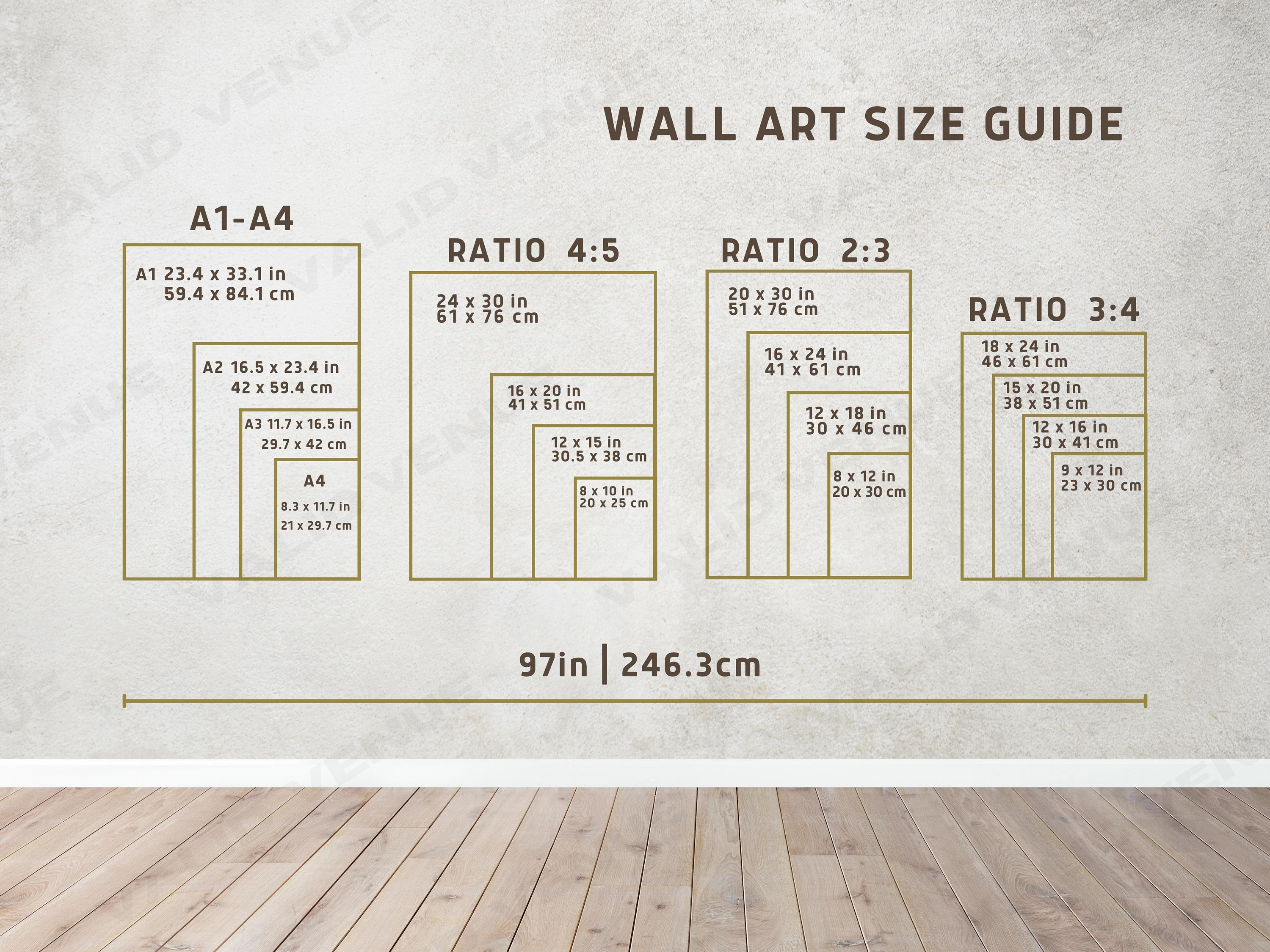 Wall Art Size Guide, Frame Size Guide, Print Size Guide, Wall Display ...