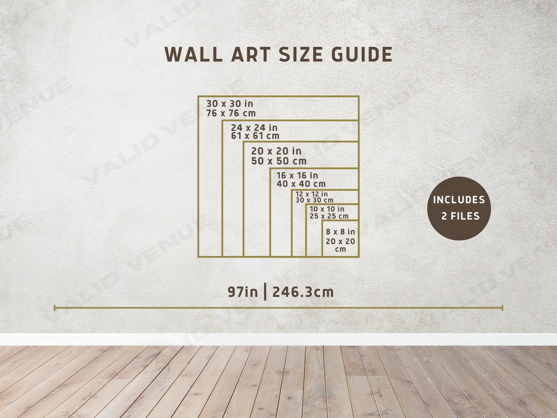 Square Wall Art Size Guide, Frame Size Guide, Print Size Guide, Wall ...