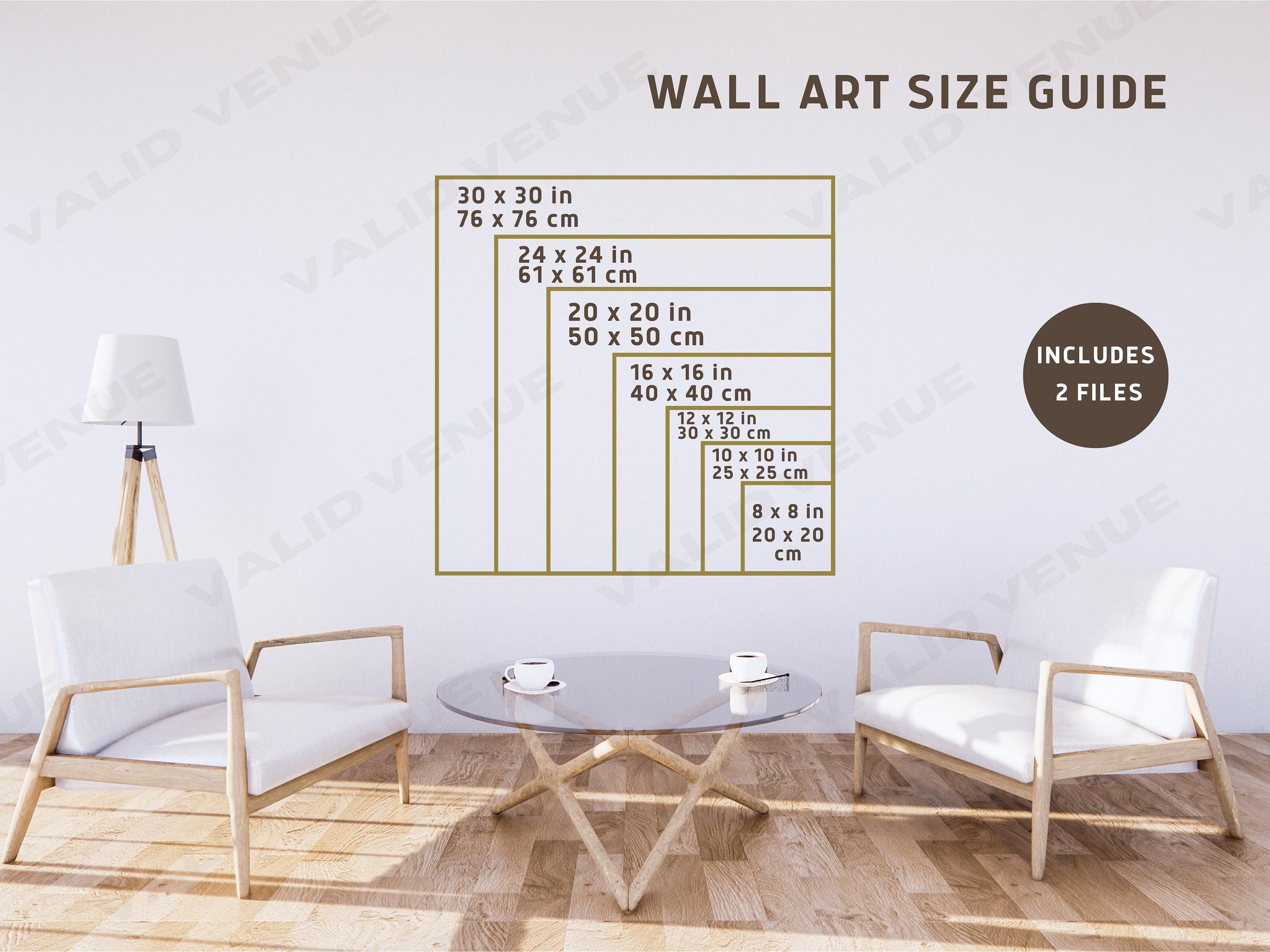 Square Wall Art Size Guide, Frame Size Guide, Print Size Guide, Wall ...