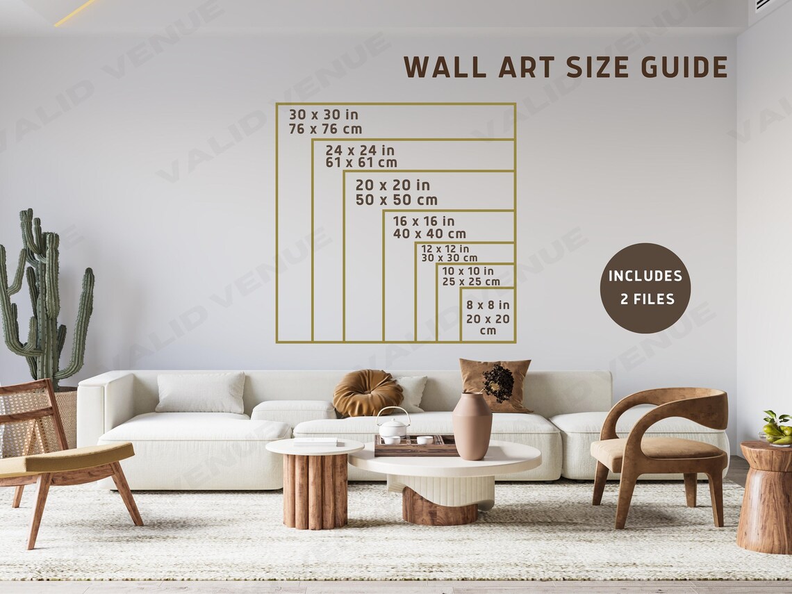 Square Wall Art Size Guide, Frame Size Guide, Print Size Guide, Wall ...