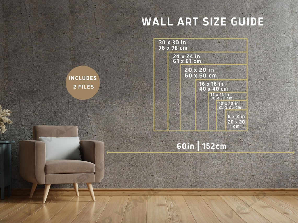 Square Wall Art Size Guide, Frame Size Guide, Print Size Guide, Wall ...