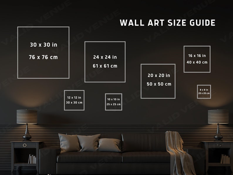 Square Wall Art Size Guide, Frame Size Guide, Print Size Guide, Wall ...