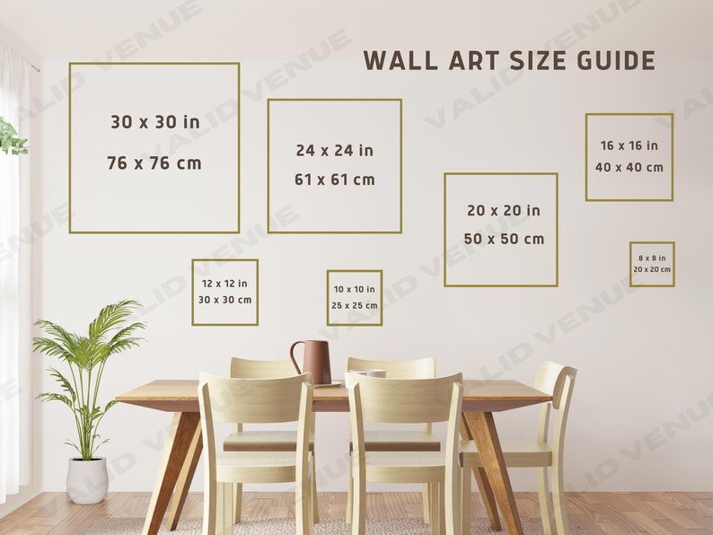 Square Wall Art Size Guide, Frame Size Guide, Print Size Guide, Wall ...