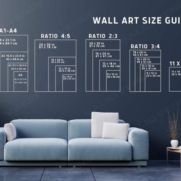 Wall Art Size Guide, Frame Size Guide, Print Size Guide, Wall Display ...