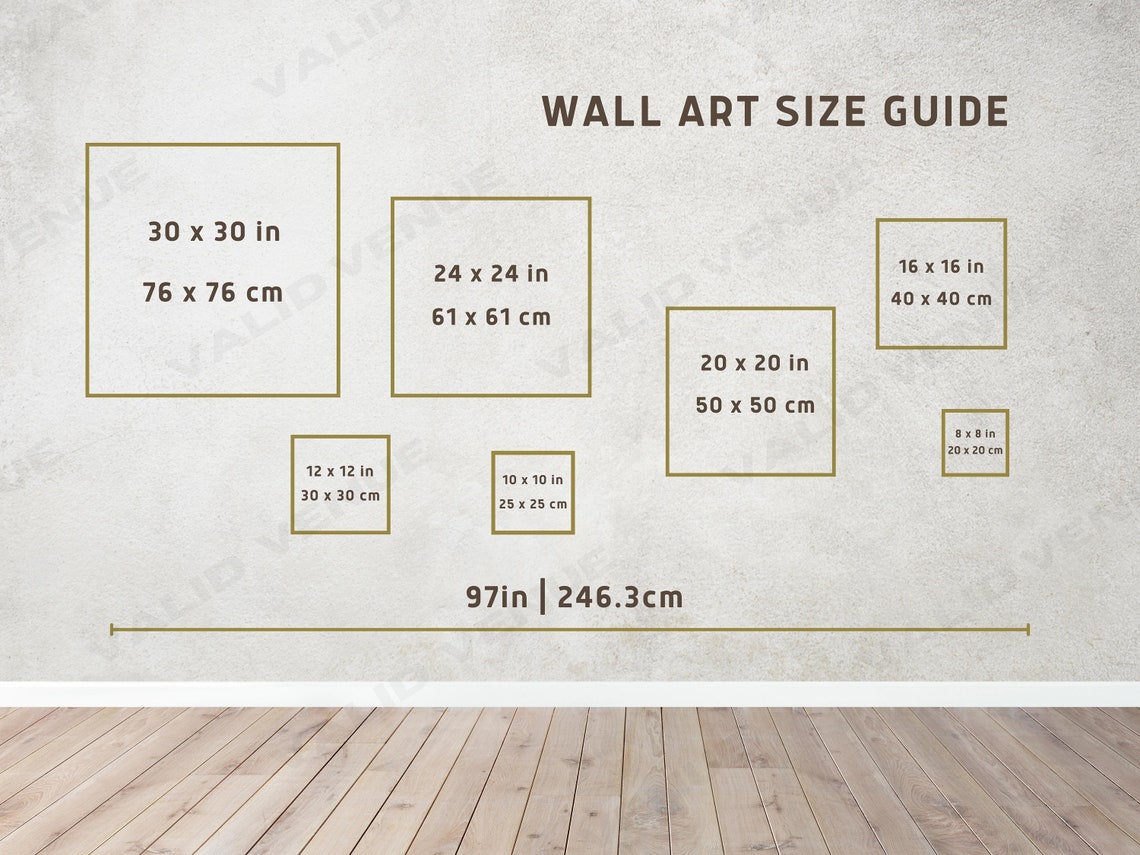 Square Wall Art Size Guide, Frame Size Guide, Print Size Guide, Wall ...