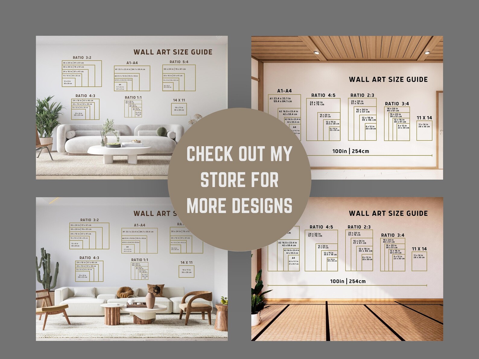 Wall Art Size Guide, Frame Size Guide, Print Size Guide, Wall Display ...