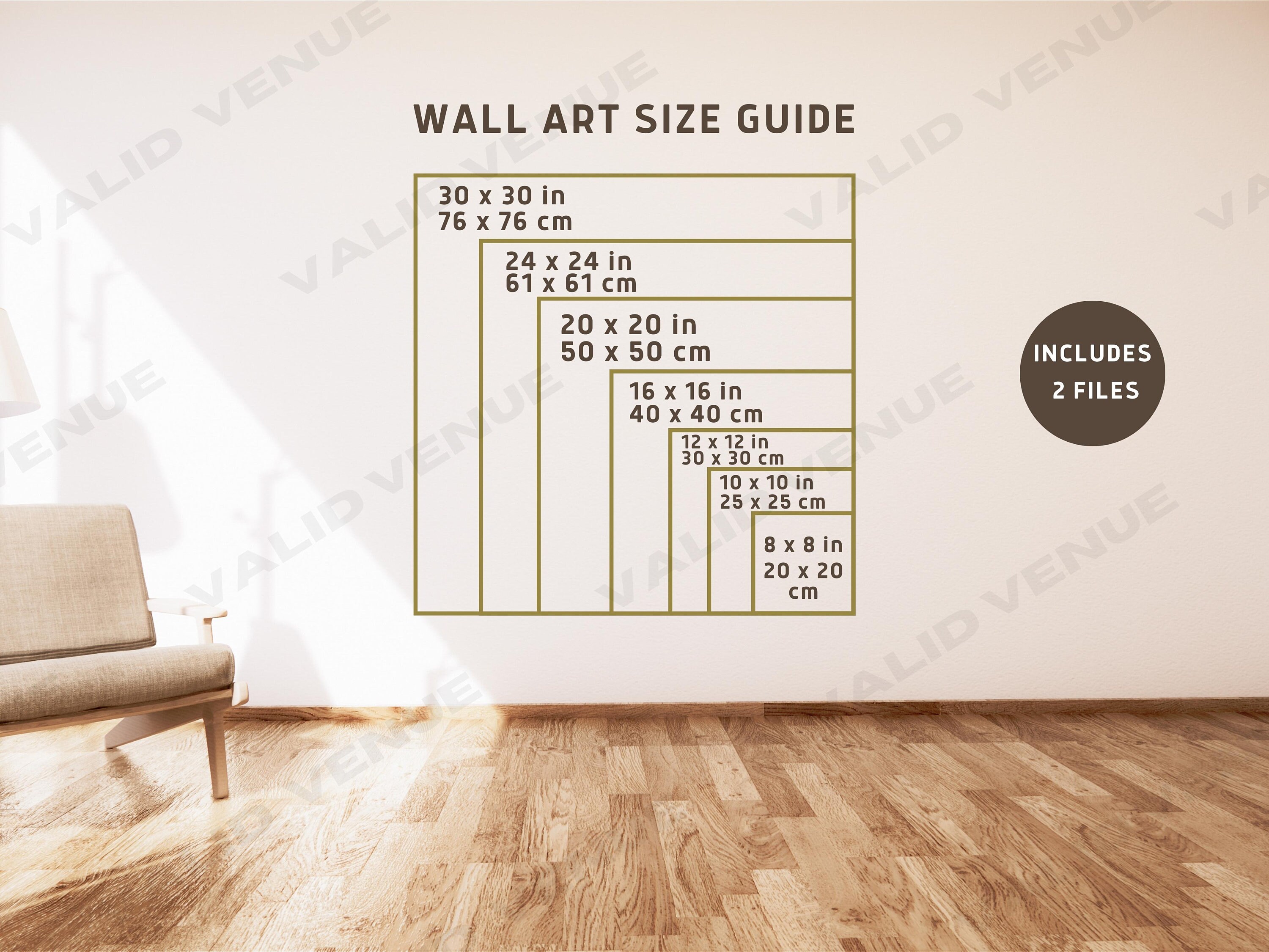 Square Wall Art Size Guide, Frame Size Guide, Print Size Guide, Wall ...