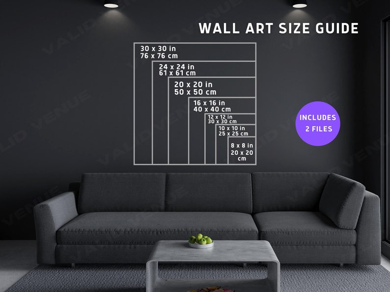 Square Wall Art Size Guide, Frame Size Guide, Print Size Guide, Wall ...