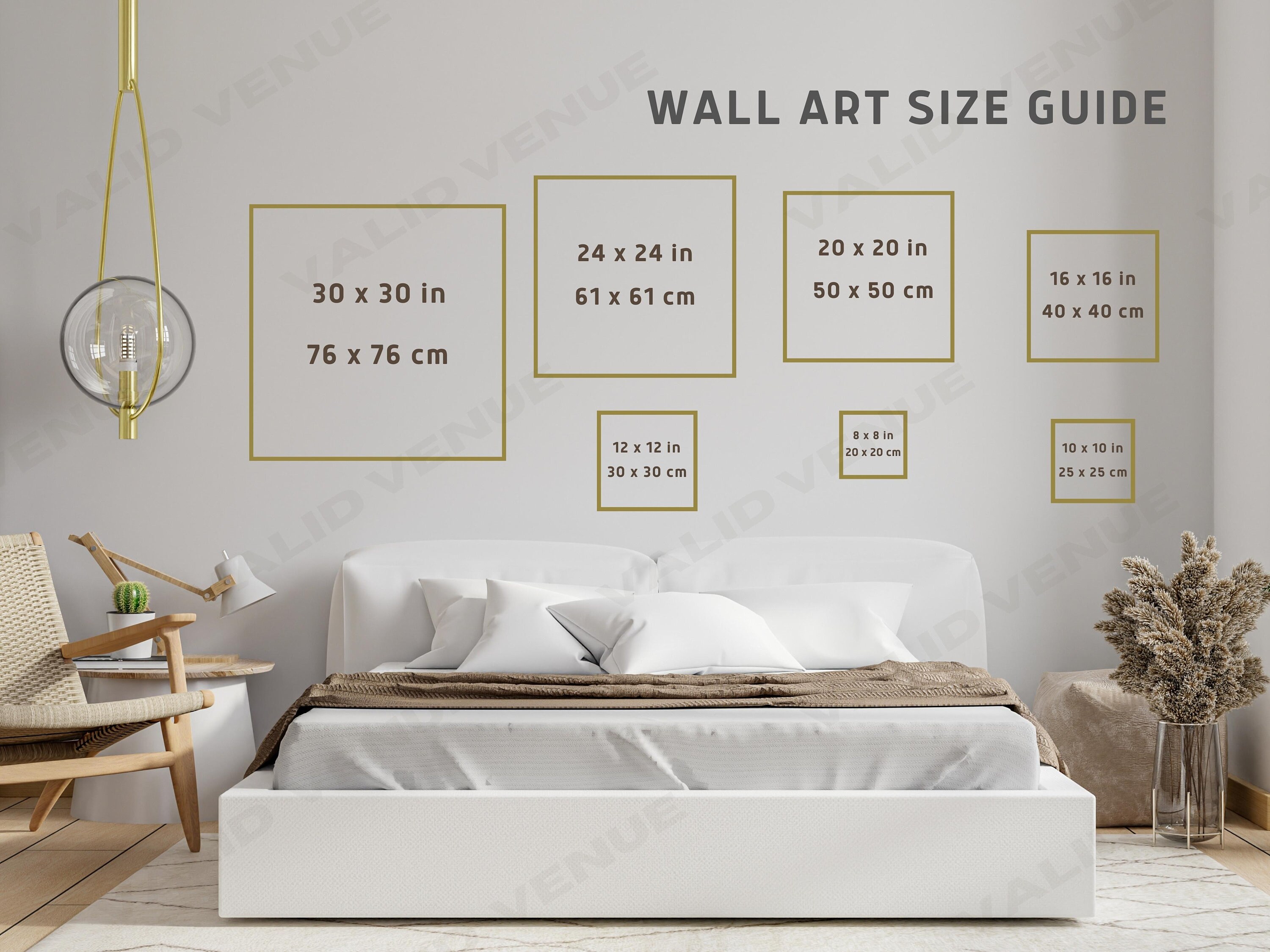 Square Wall Art Size Guide, Frame Size Guide, Print Size Guide, Wall ...