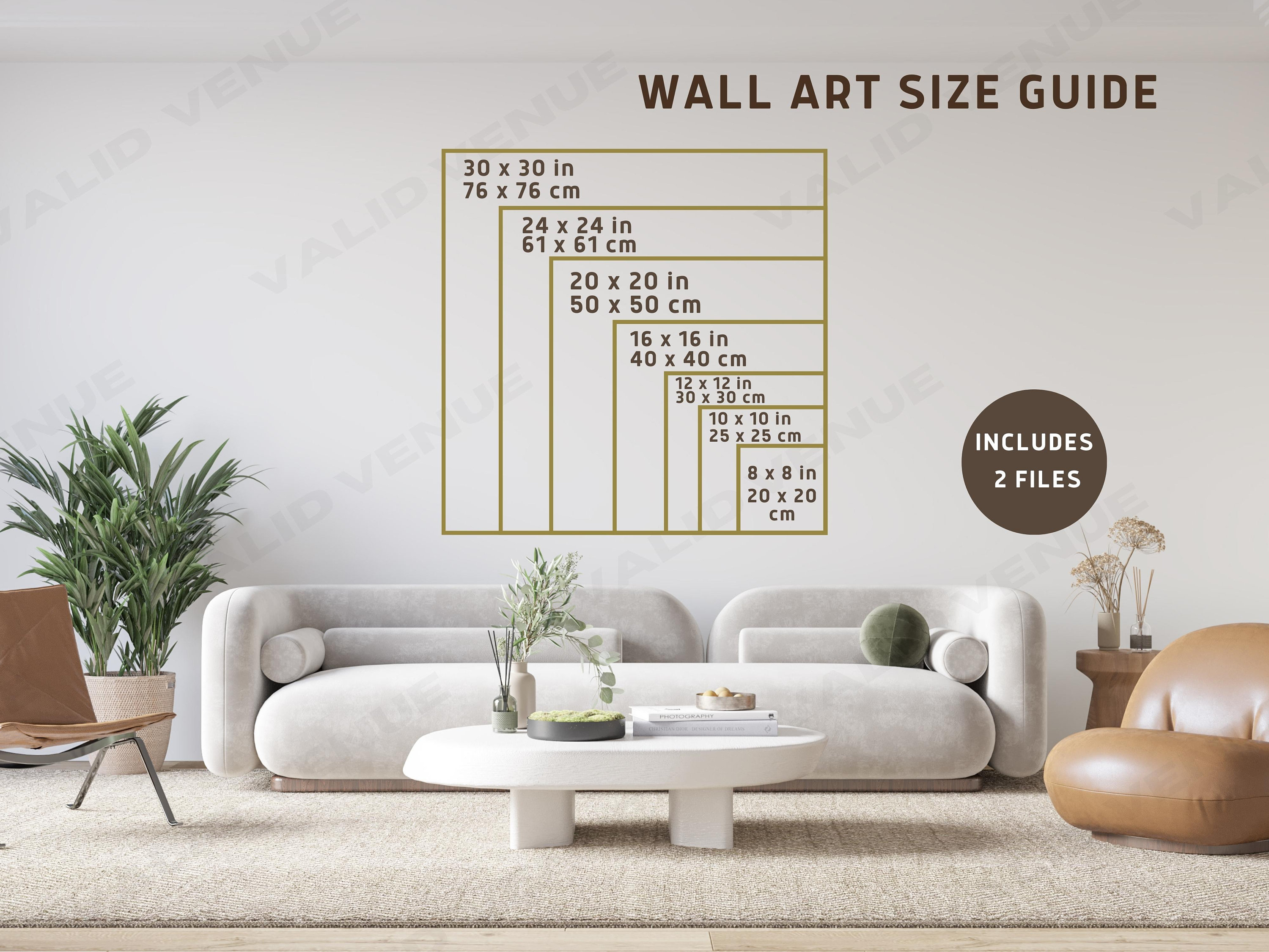 Square Wall Art Size Guide, Frame Size Guide, Print Size Guide, Wall Display Guide, Comparison ...