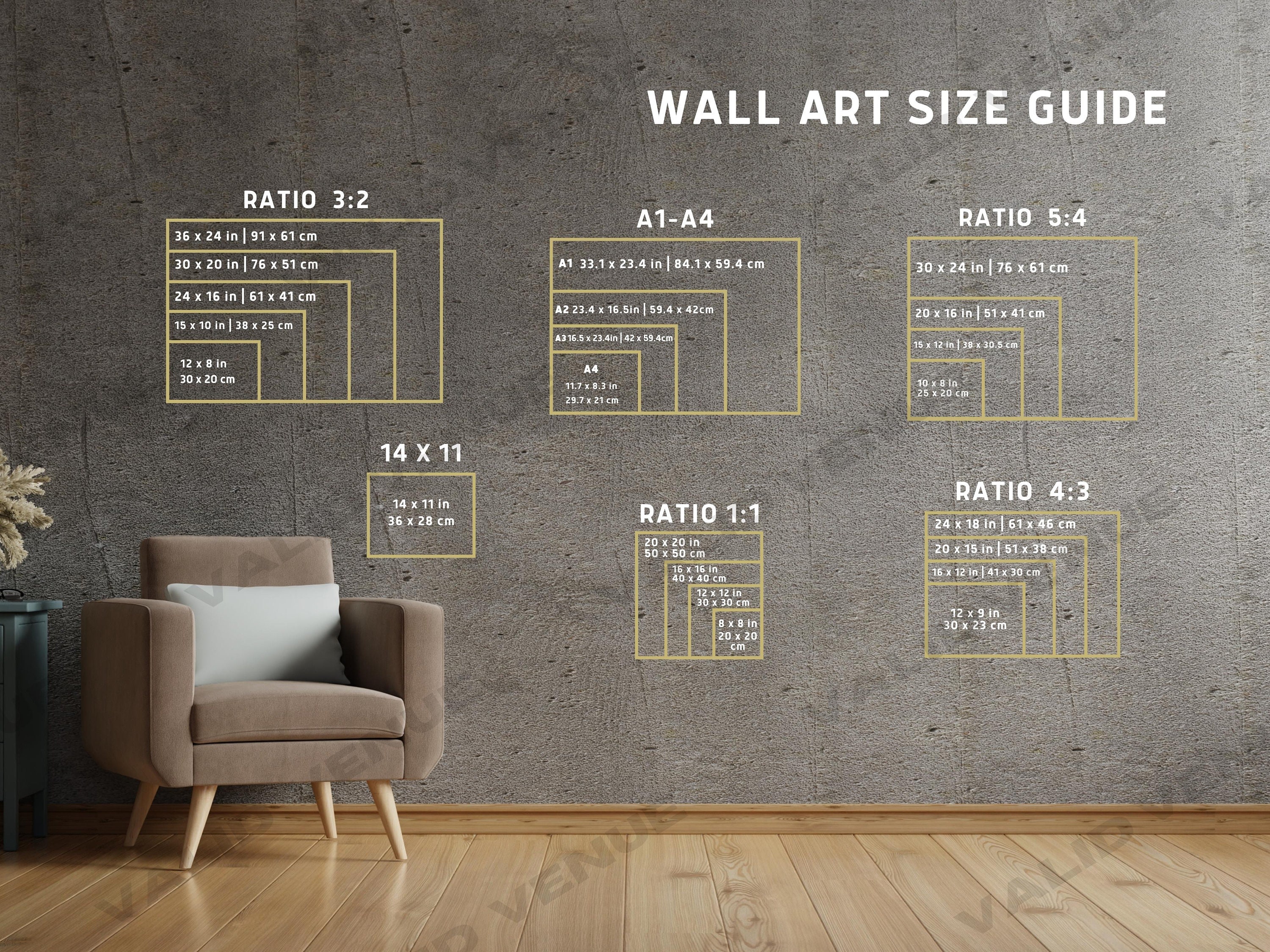 Wall Art Size Guide, Frame Size Guide, Print Size Guide, Wall Display ...
