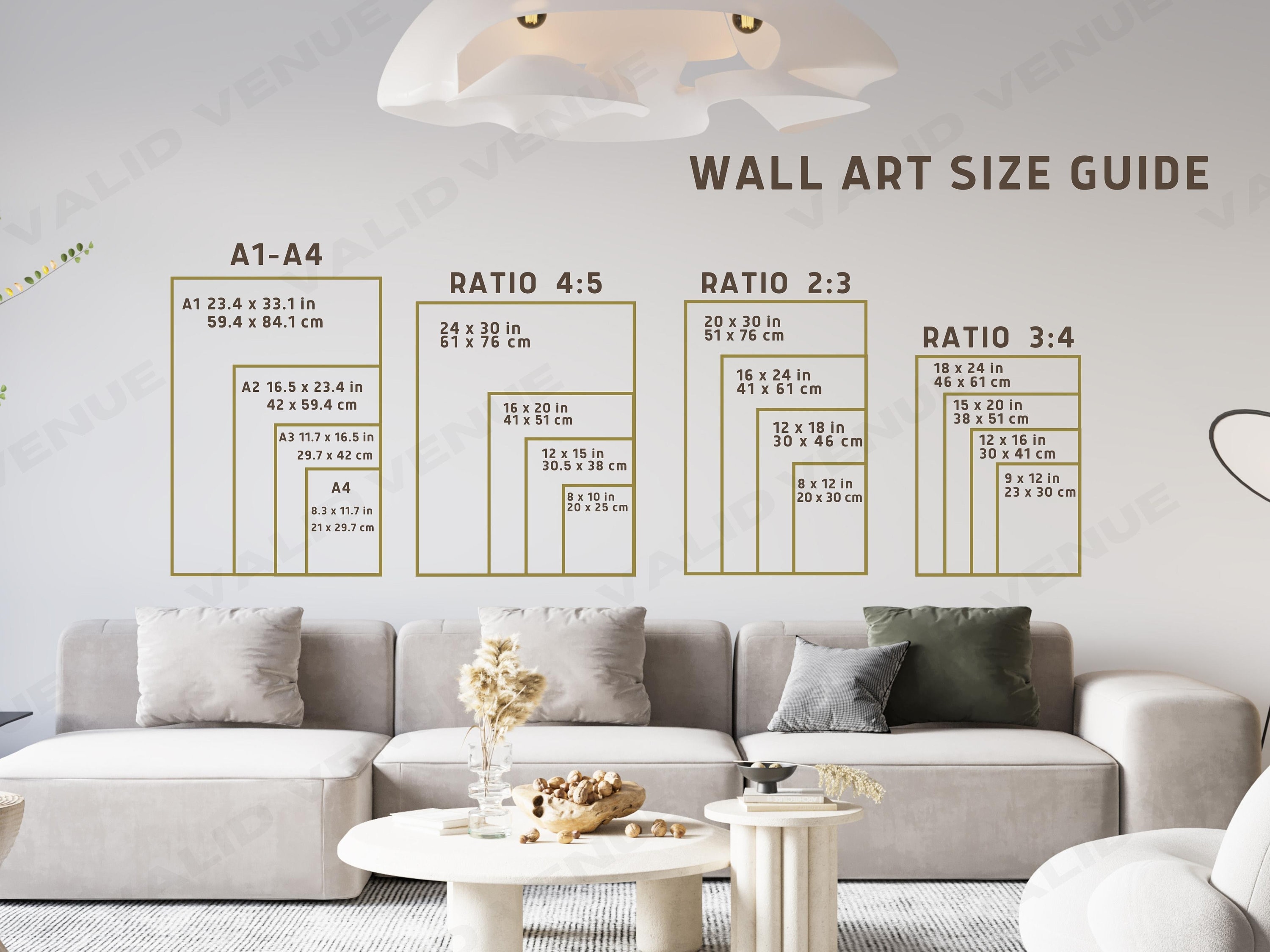 Wall Art Size Guide, Frame Size Guide, Print Size Guide, Wall Display ...