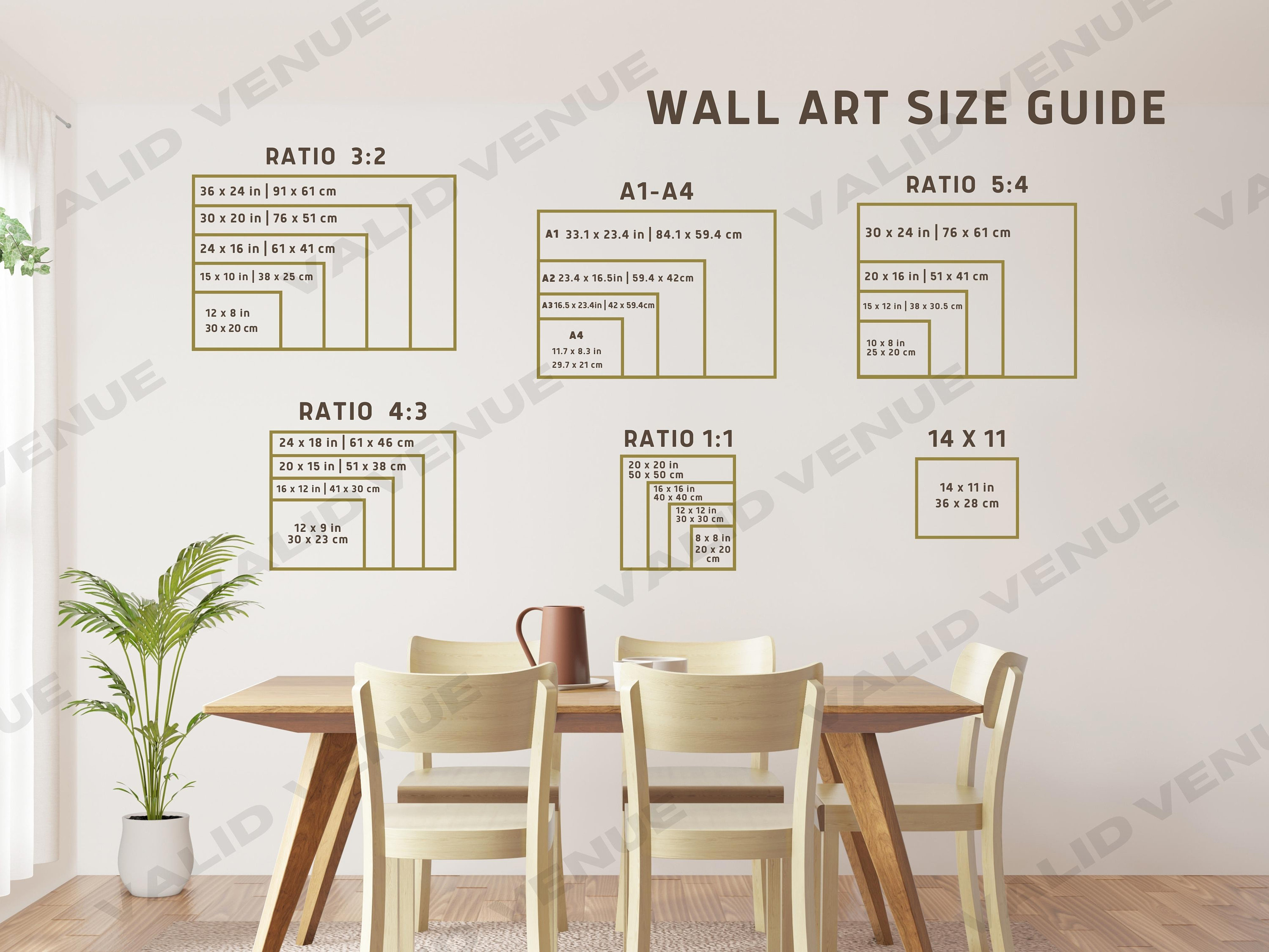 Wall Art Size Guide, Frame Size Guide, Print Size Guide, Wall Display ...