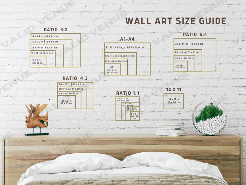 Wall Art Size Guide, Frame Size Guide, Print Size Guide, Wall Display ...