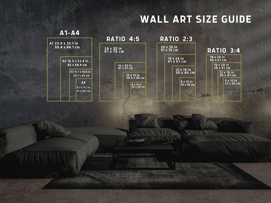 Wall Art Size Guide, Frame Size Guide, Print Size Guide, Wall Display ...