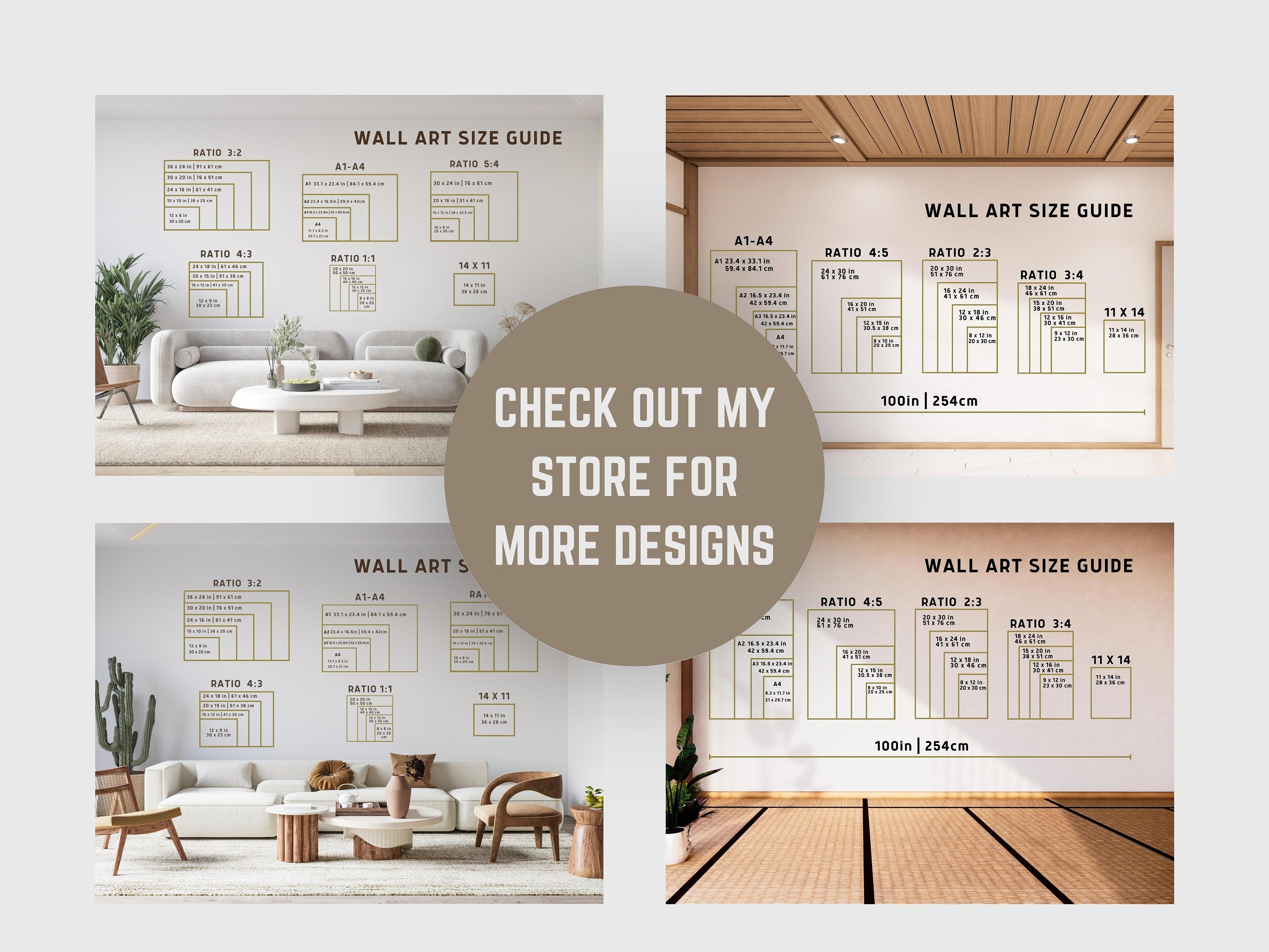 Wall Art Size Guide, Frame Size Guide, Print Size Guide, Wall Display ...