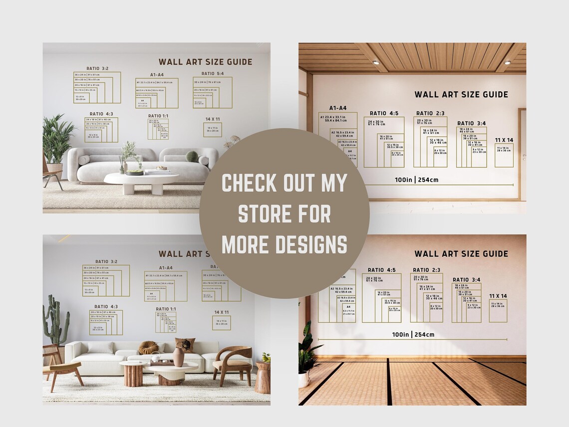Wall Art Size Guide, Frame Size Guide, Print Size Guide, Wall Display ...