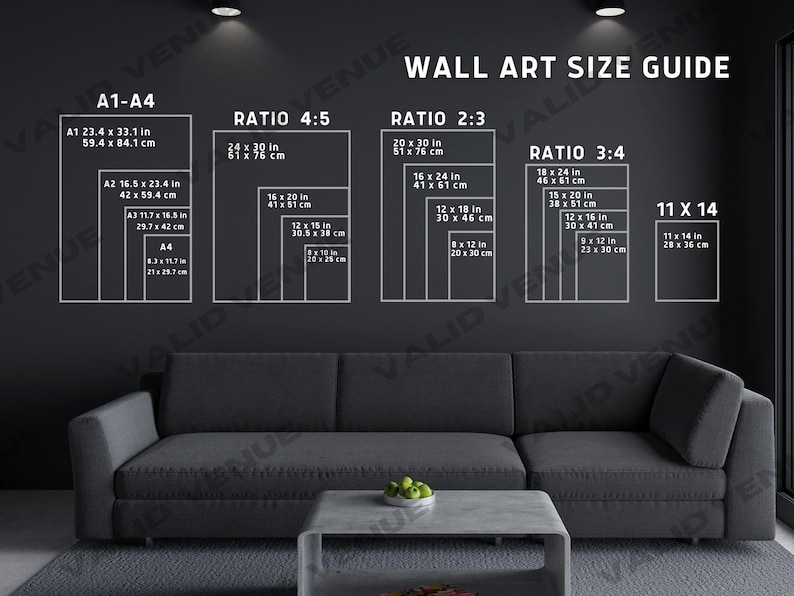 Wall Art Size Guide, Frame Size Guide, Print Size Guide, Wall Display ...