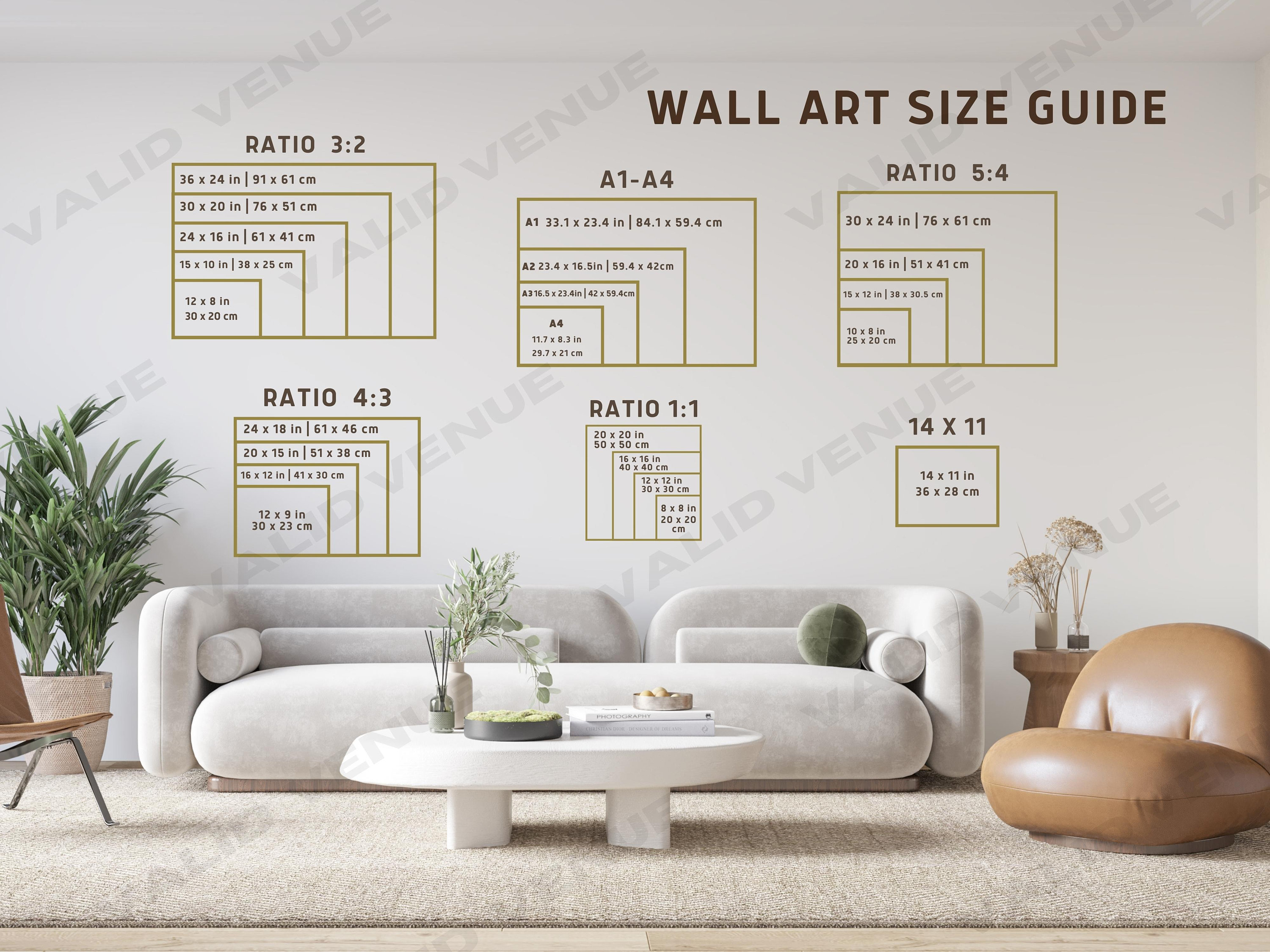 Wall Art Size Guide, Frame Size Guide, Print Size Guide, Wall Display ...