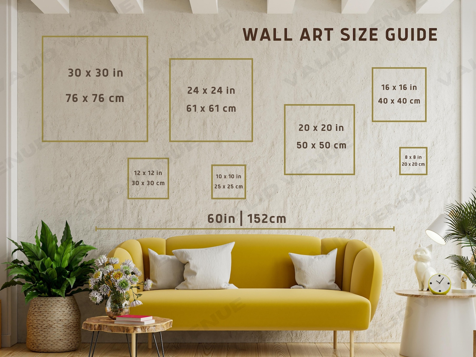 Square Wall Art Size Guide, Frame Size Guide, Print Size Guide, Wall ...