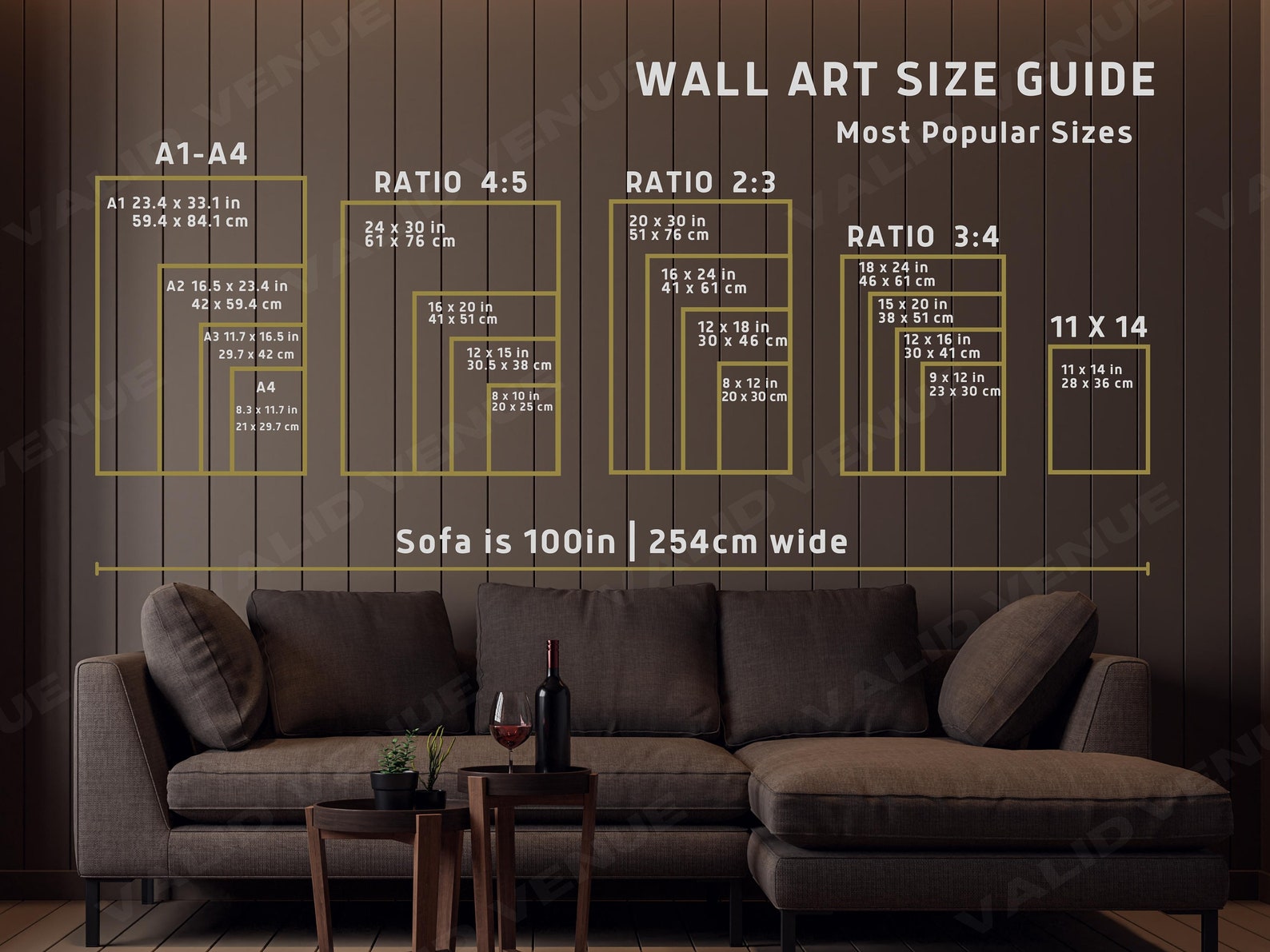 Wall Art Size Guide, Frame Size Guide, Print Size Guide, Wall Display Guide, Comparison Chart ...