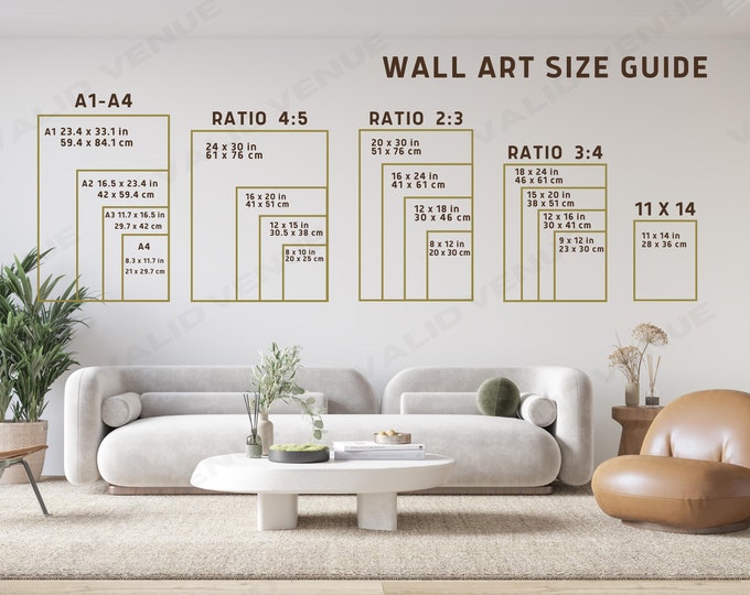 Wall Art Size Guide, Frame Size Guide, Print Size Guide, Wall Display ...
