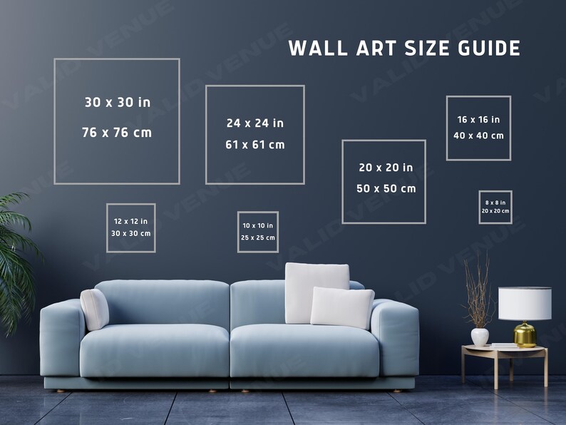 Square Wall Art Size Guide, Frame Size Guide, Print Size Guide, Wall Display Guide, Comparison ...