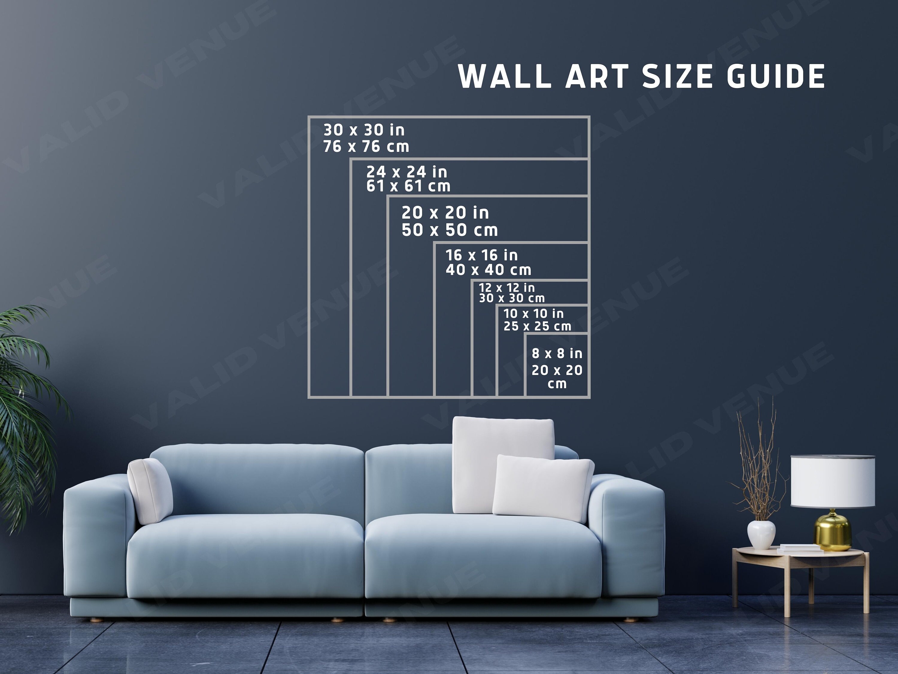 Square Wall Art Size Guide, Frame Size Guide, Print Size Guide, Wall ...