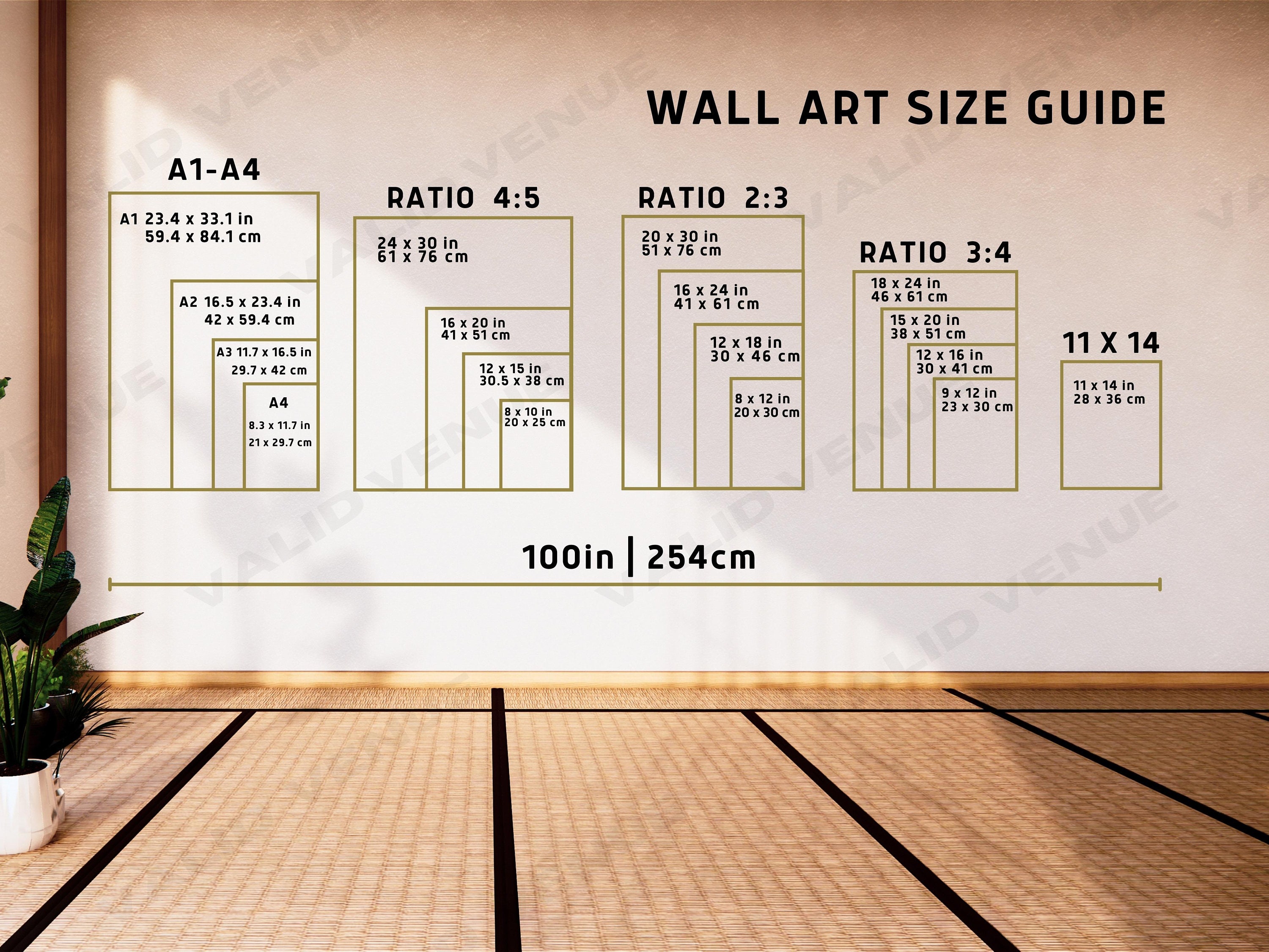 Wall Art Size Guide, Frame Size Guide, Print Size Guide, Wall Display ...
