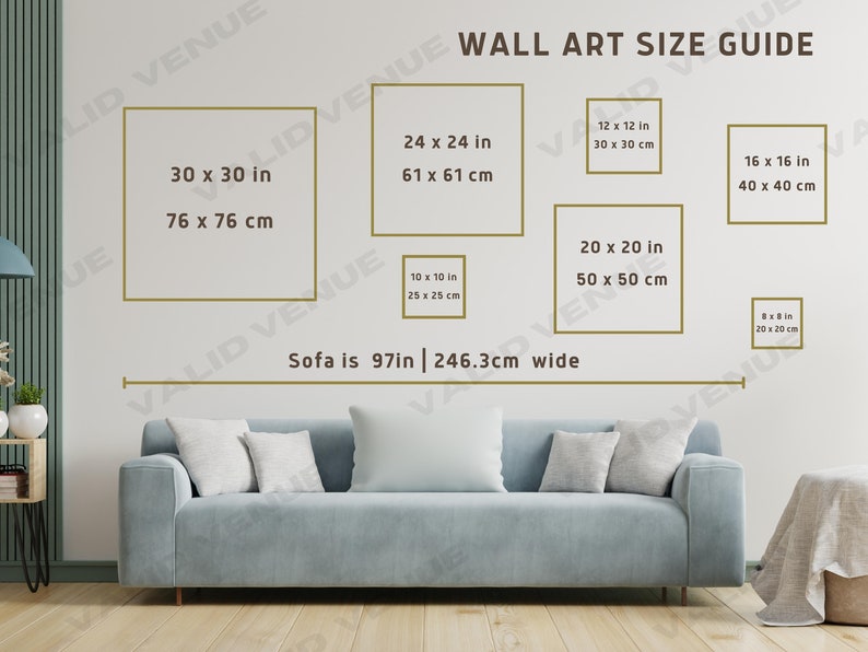 Square Wall Art Size Guide, Frame Size Guide, Print Size Guide, Wall ...