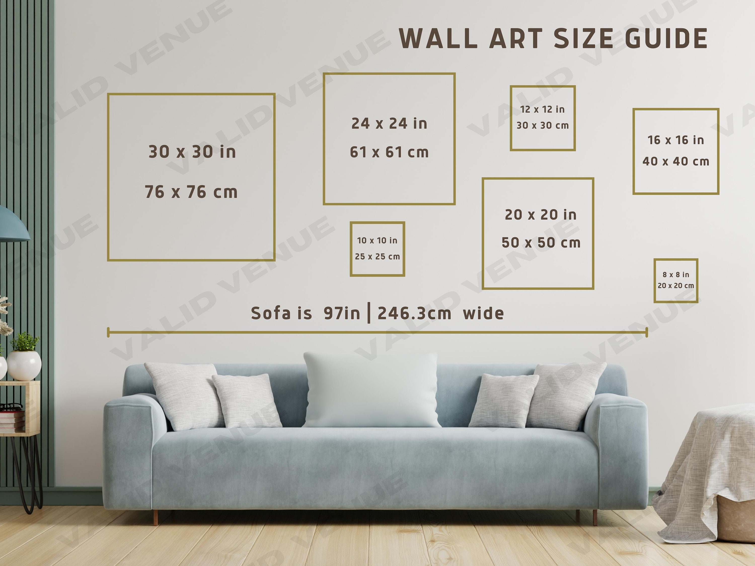 Square Wall Art Size Guide, Frame Size Guide, Print Size Guide, Wall ...