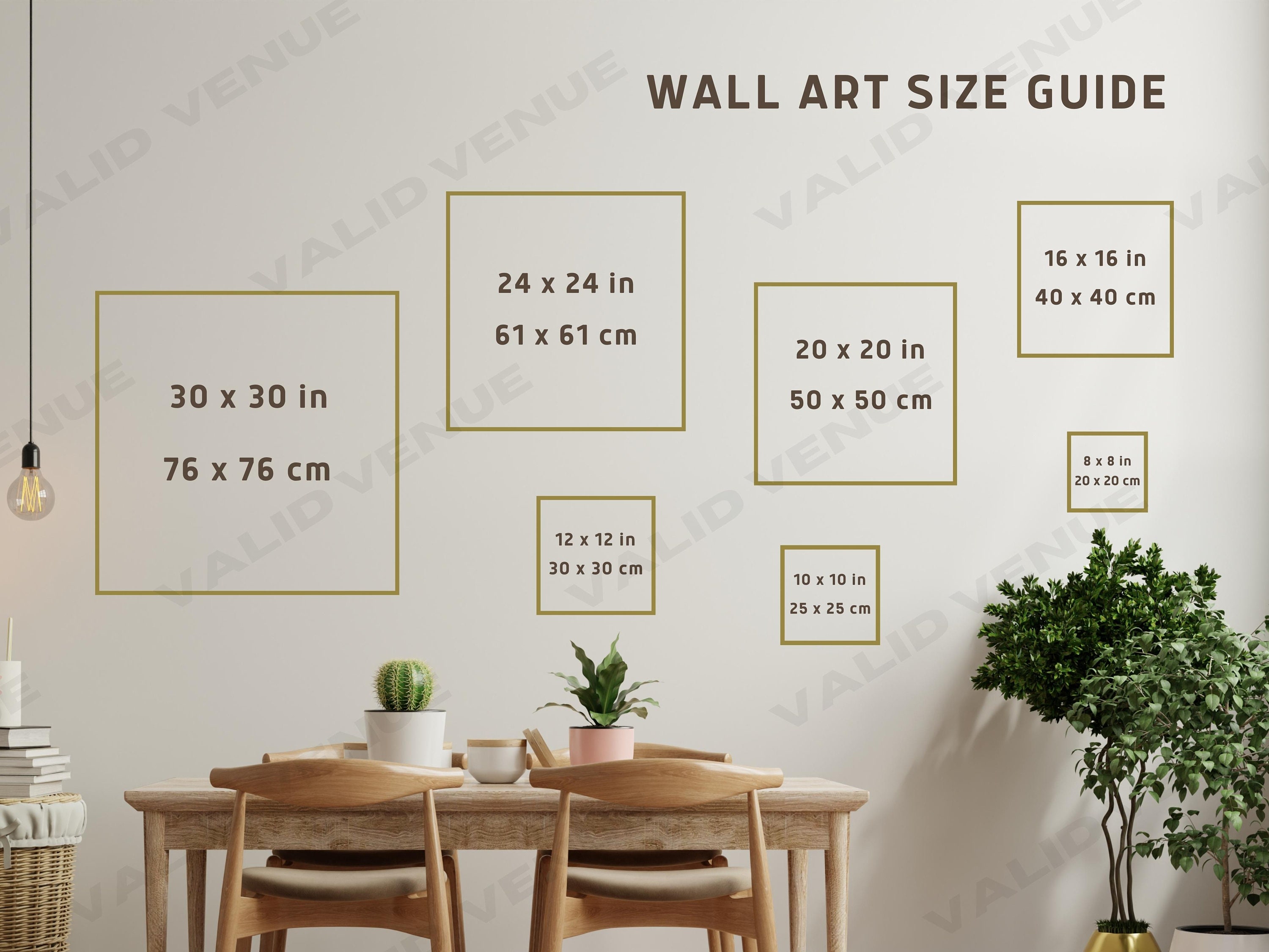 Square Wall Art Size Guide, Frame Size Guide, Print Size Guide, Wall Display Guide, Comparison ...