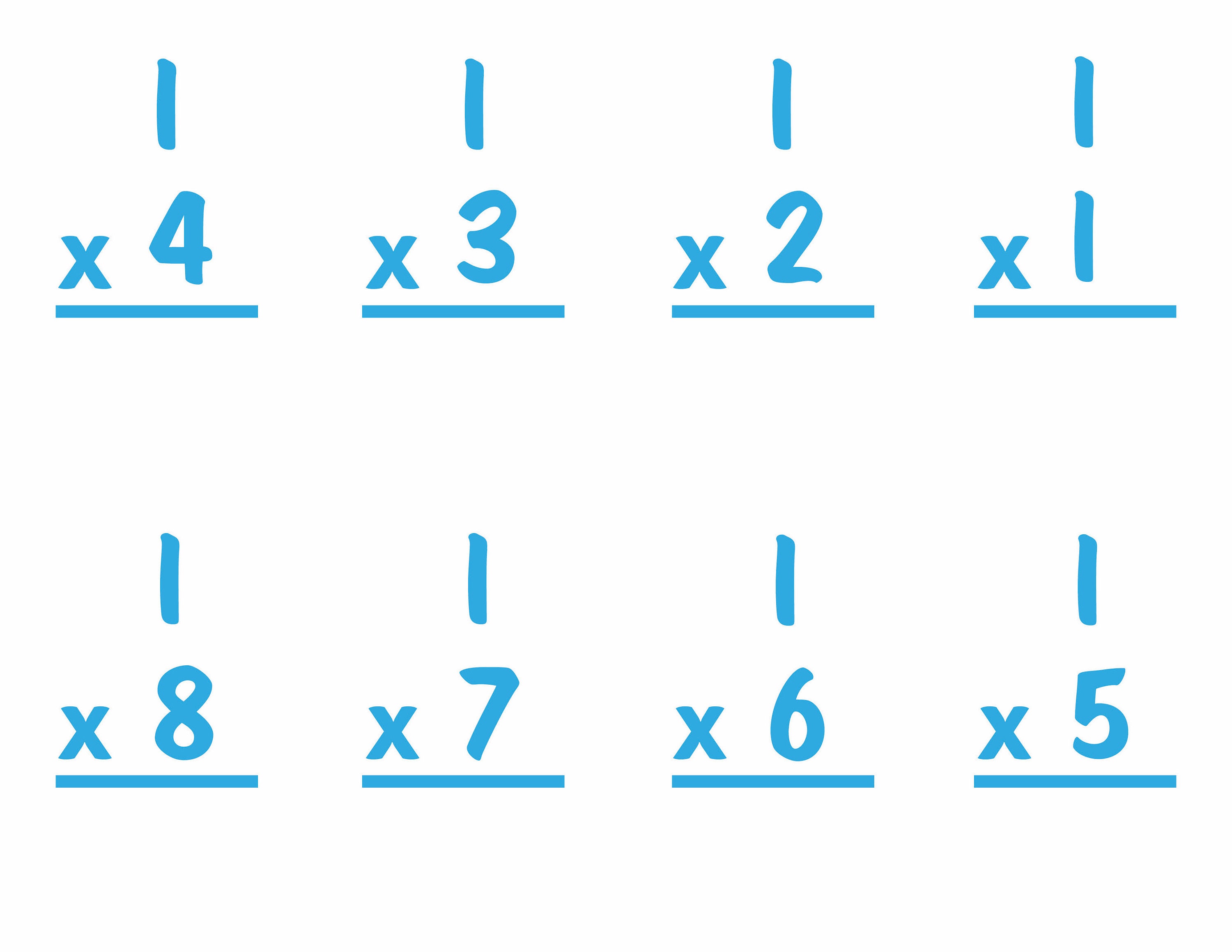 Multiplication Flash Cards 1 - 15 - Instant Download - Blank Front ...