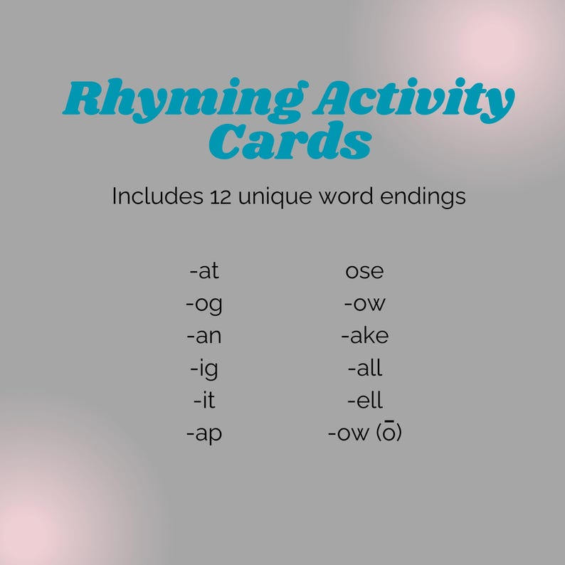 Rhyming Activity Cards for Beginner Readers | Fun Early Literacy Games ...