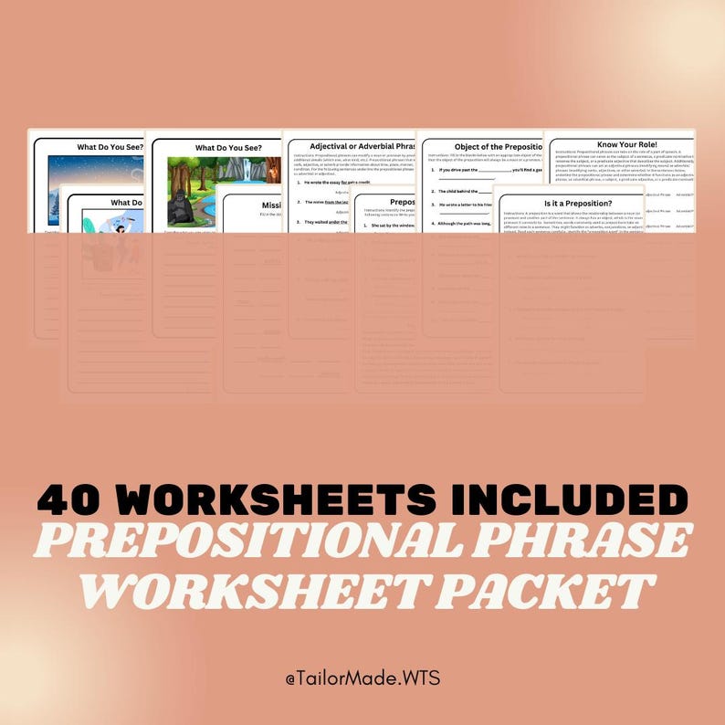 Prepositional Phrases Practice Worksheet Packet Grammar Activities ...