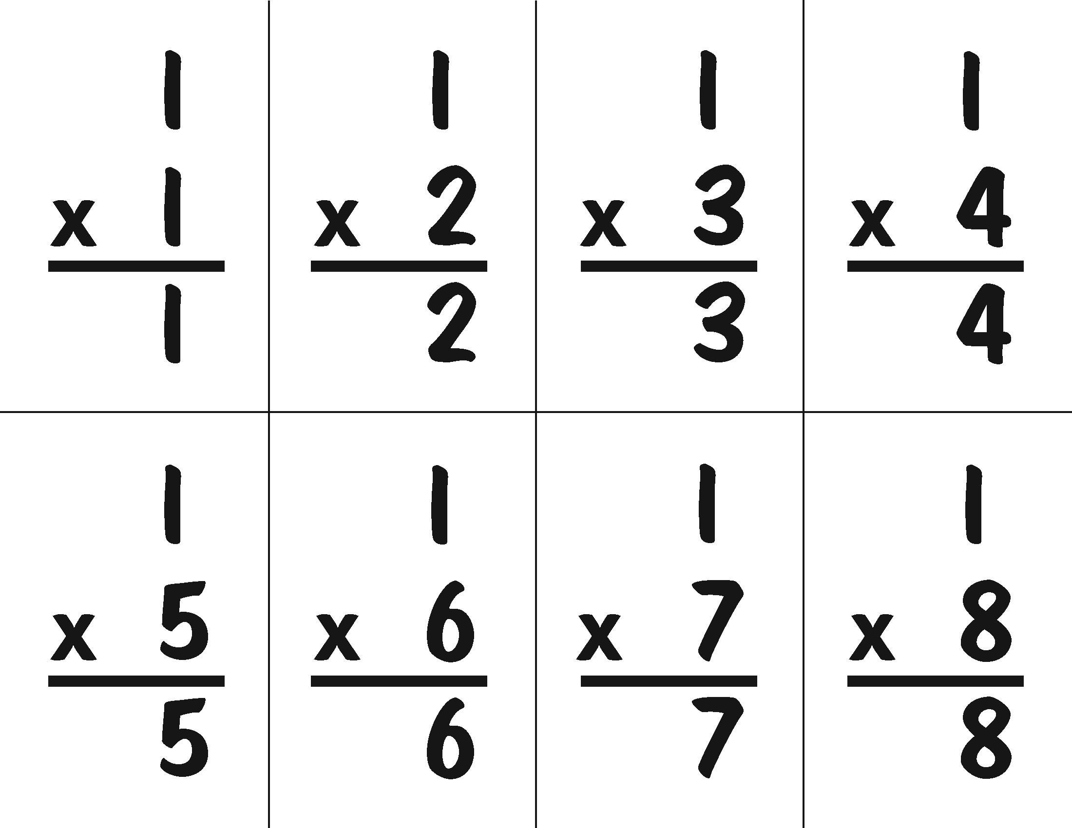 Multiplication Flash Cards 1 - 15 - Instant Download - Blank Front ...