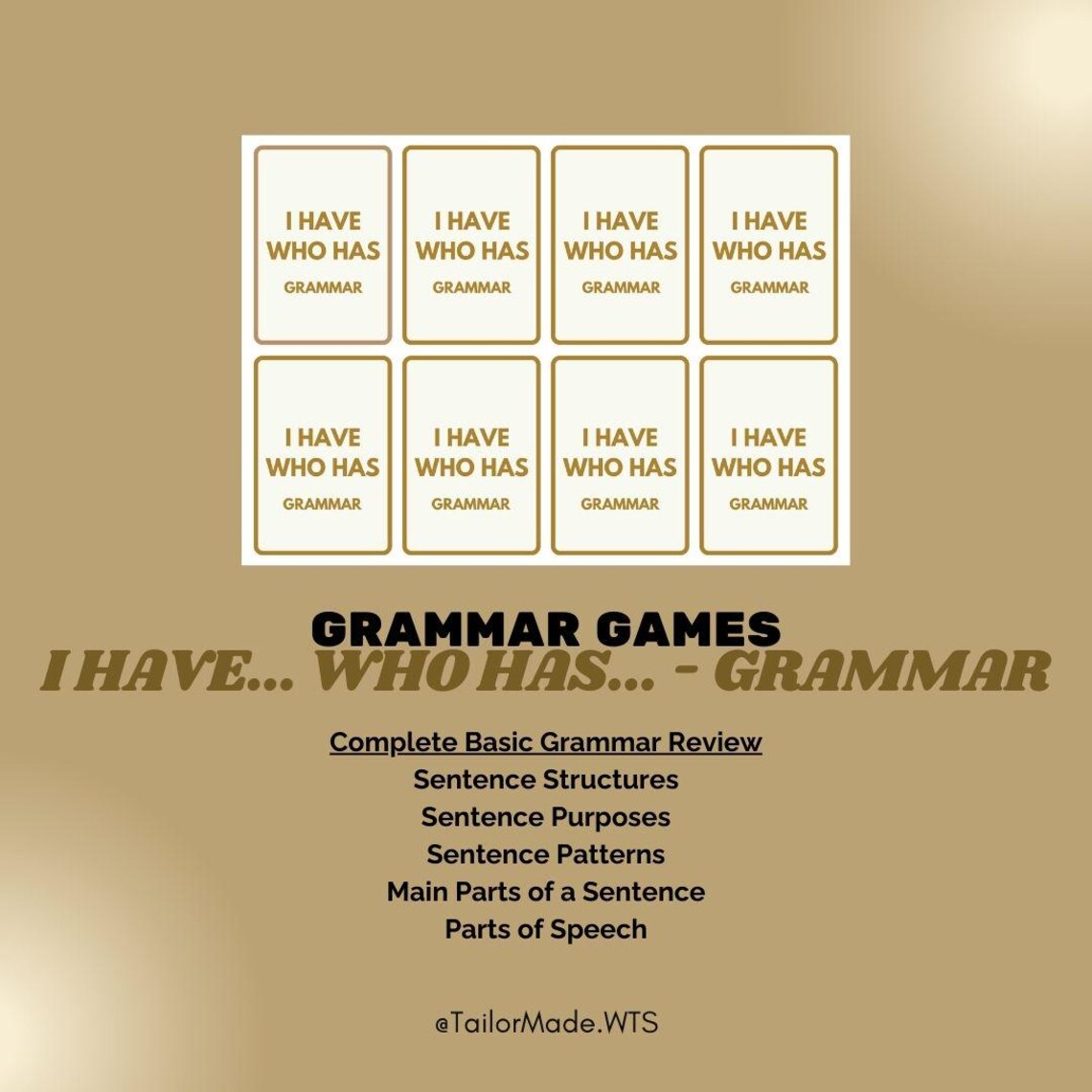 I Have, Who Has? Grammar Game | Fun Grammar Activity for Kids ...