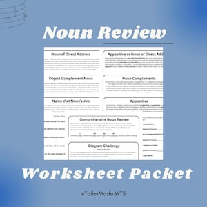 Comprehensive Noun Worksheet & Review Packet | Grammar Curriculum ...
